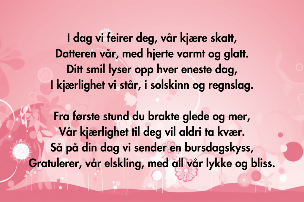 Hvordan skrive gratulerer med dagen dikt til datter